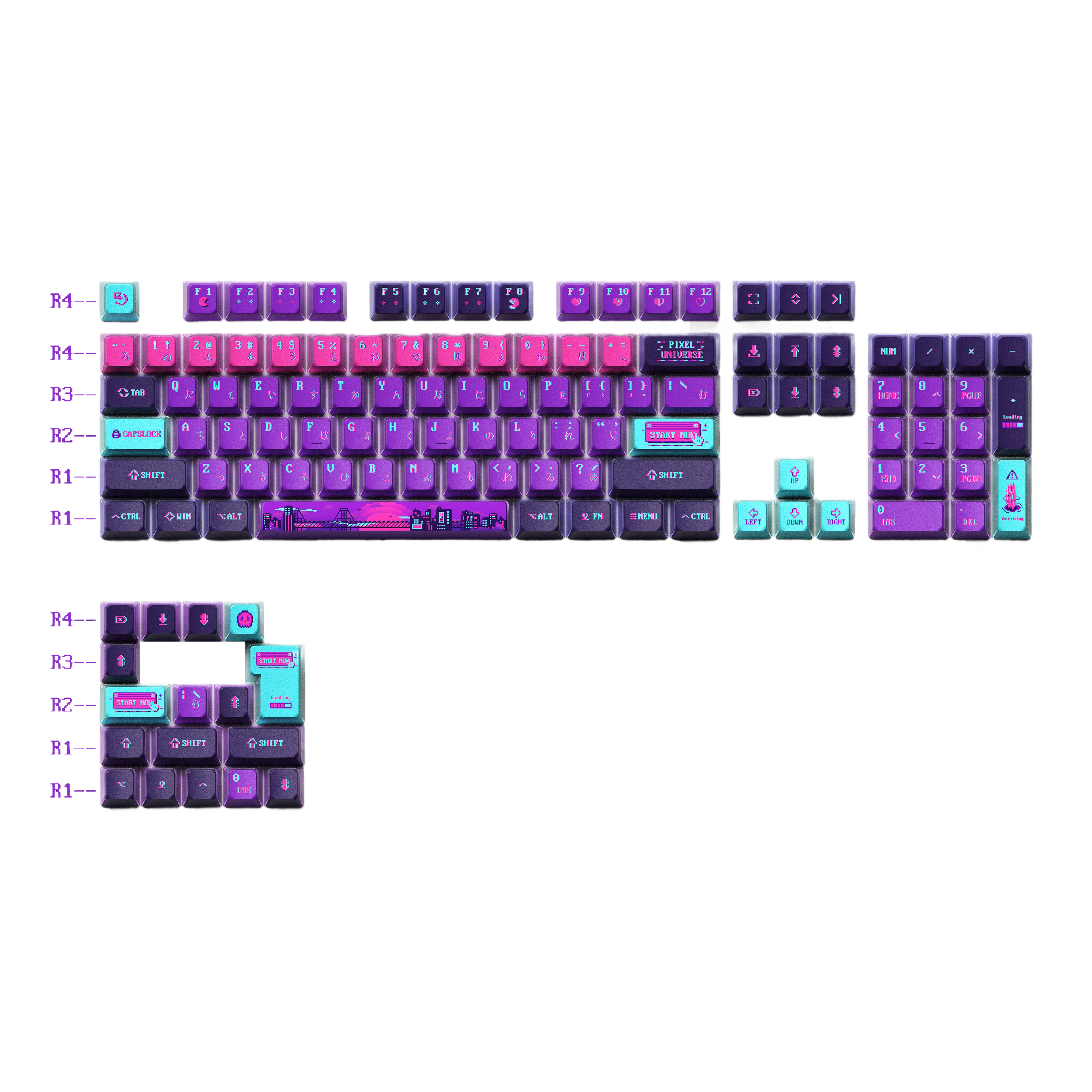 Keytok KOL Pixel Dye-Sub PBT Keycaps - 121pcs Set – Keydom
